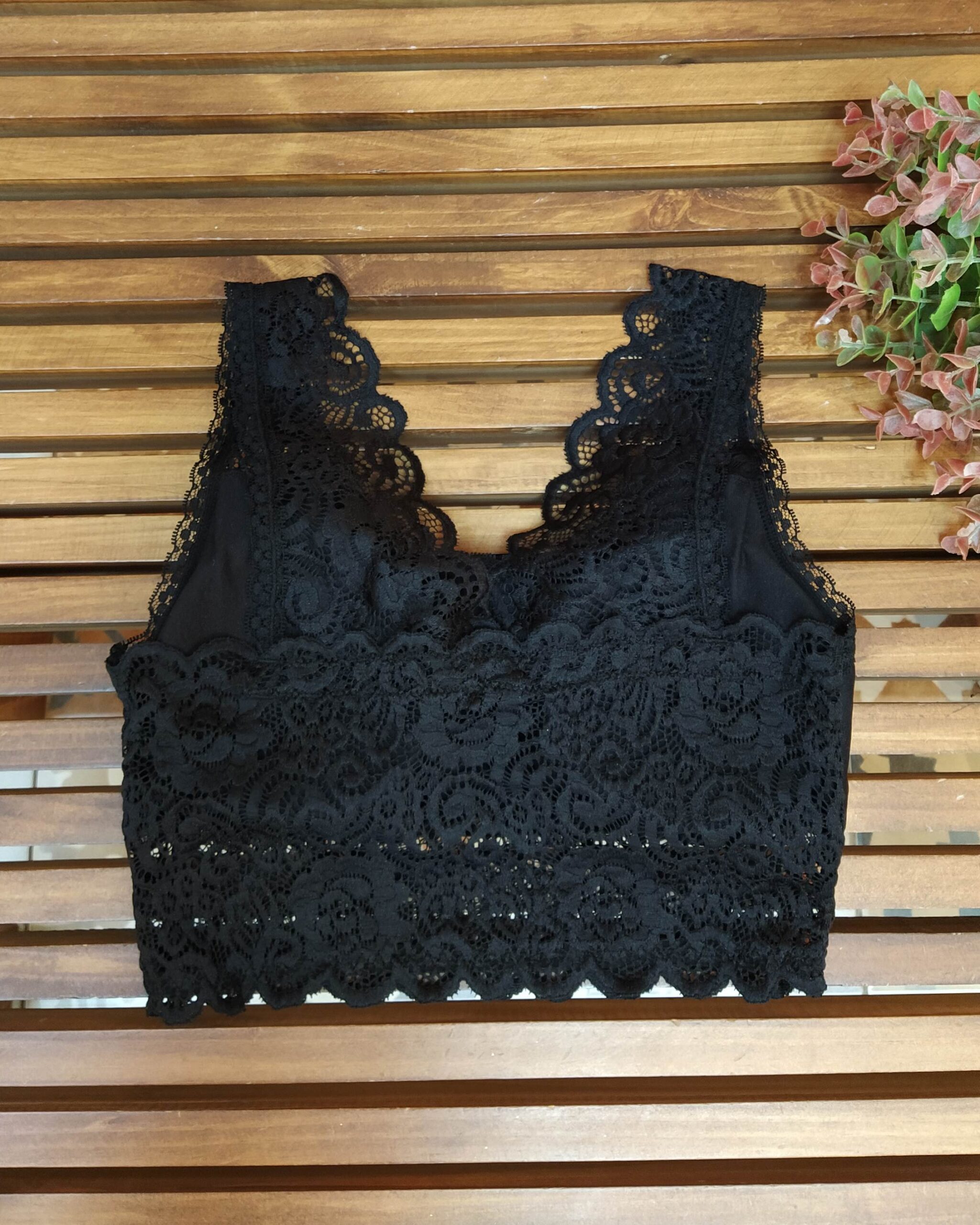 Top Encaje Negro E1366 - Nefertitimoda.com